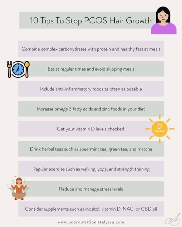 10 Tips To Reduce PCOS Hair Growth Naturally - The PCOS Nutritionist Alyssa