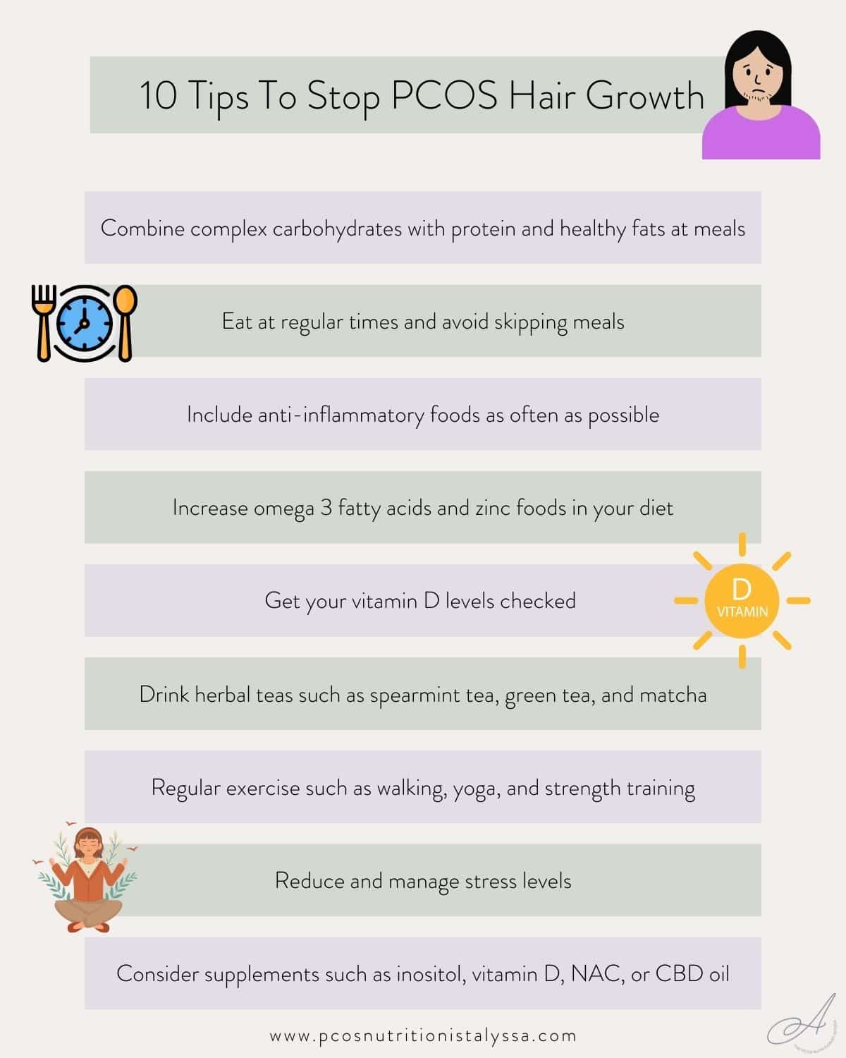 10 Tips To Reduce PCOS Hair Growth Naturally - The PCOS Nutritionist Alyssa